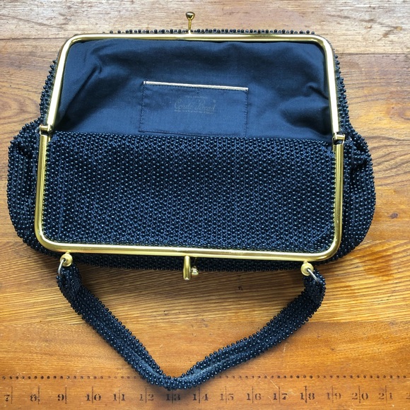 Vintage | Bags | Vintage Corde Bead Navy Kiss Lock Handbag | Poshmark